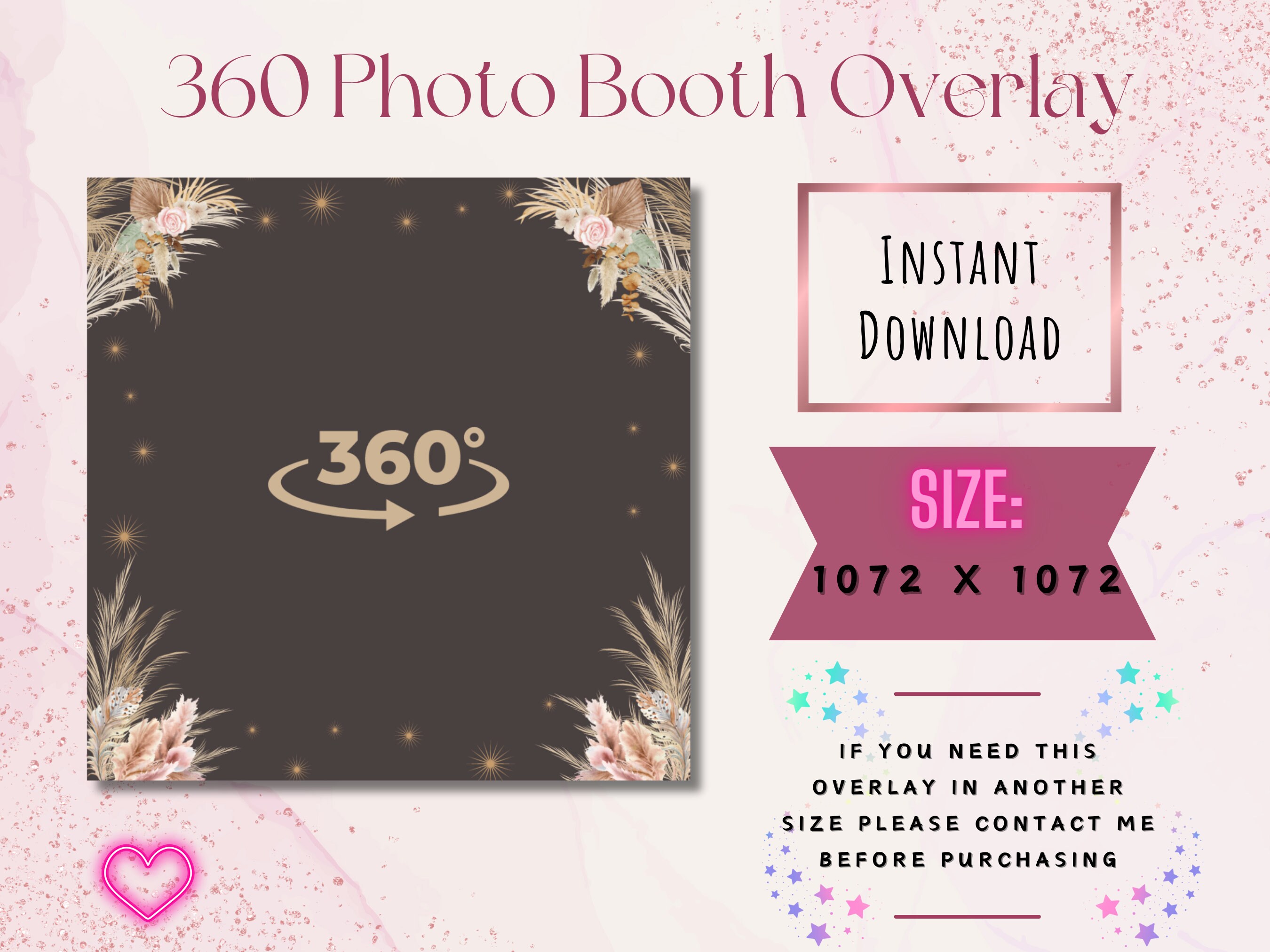 360 Photo Booth Overlay, Boho Photo Booth Overlay, Wedding Overlay ...