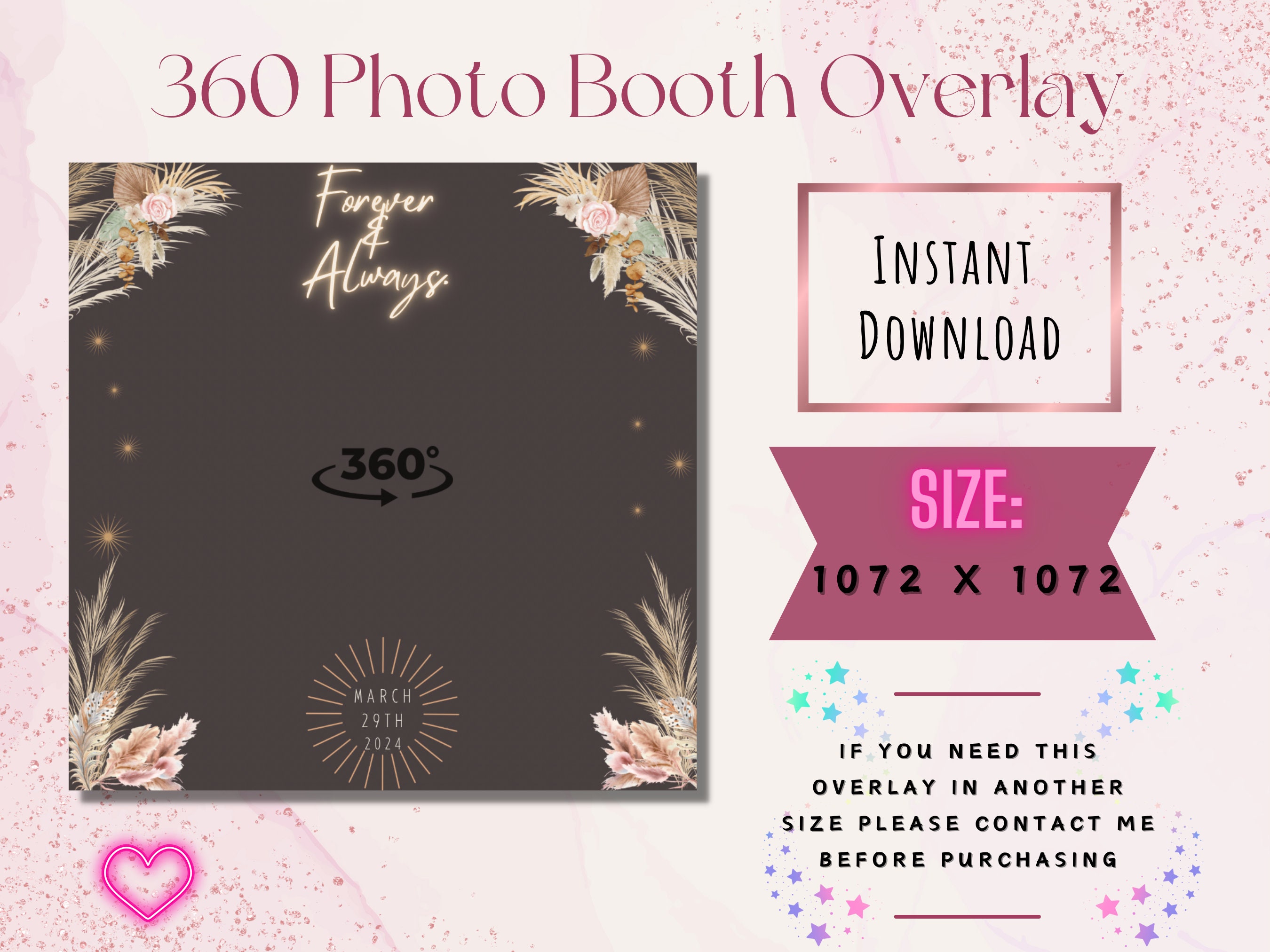 360 Photo Booth Overlay, Wedding Overlay, 360 Wedding Overlay, Boho ...