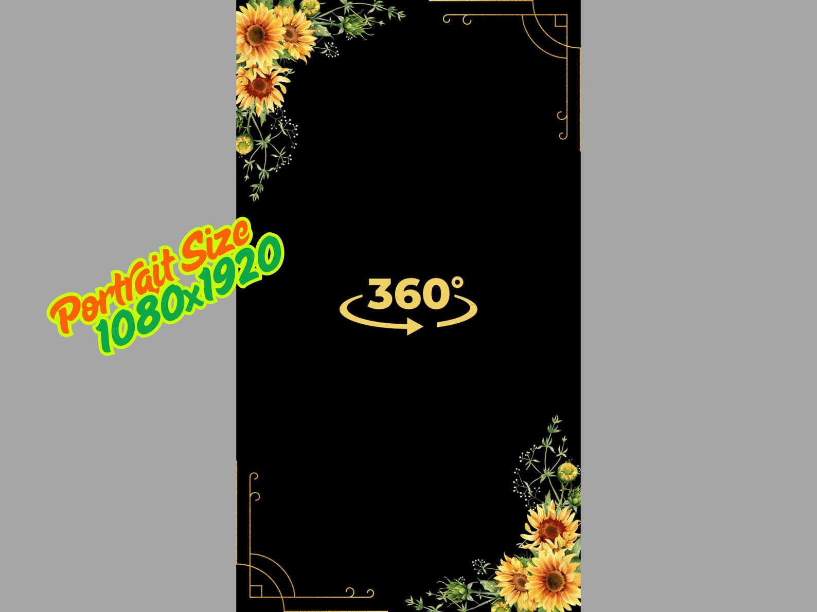 360 Photo Booth Overlay, Wedding Overlay, Sunflower Summer, Portrait ...