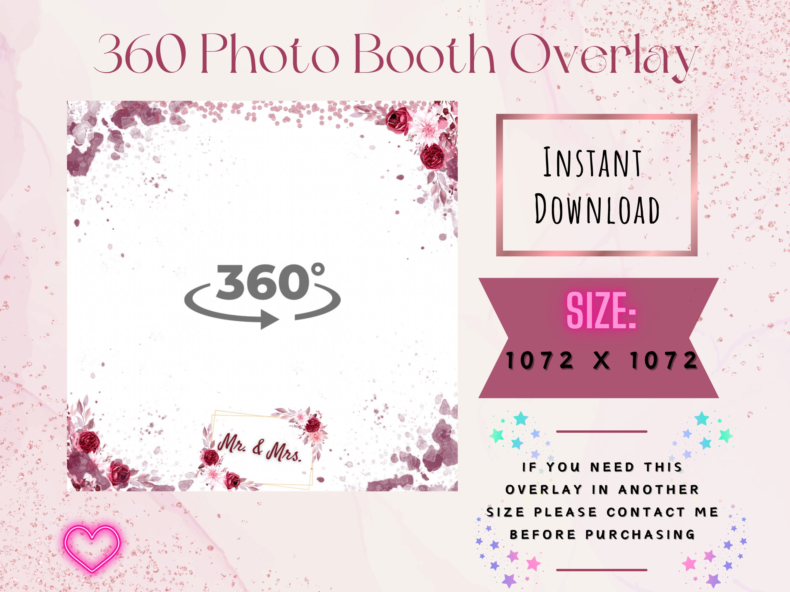 360 Photo Booth Overlay, Wedding Overlay, Burgundy Wedding, Birthday ...