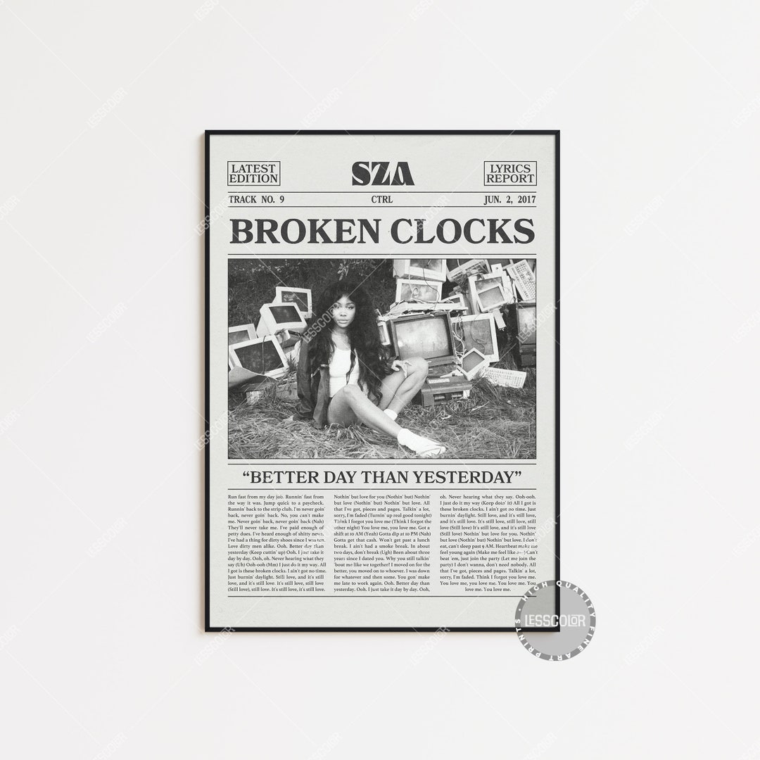 SZA Poster Broken Clocks Poster CTRL Poster SZA Tracklist - Etsy
