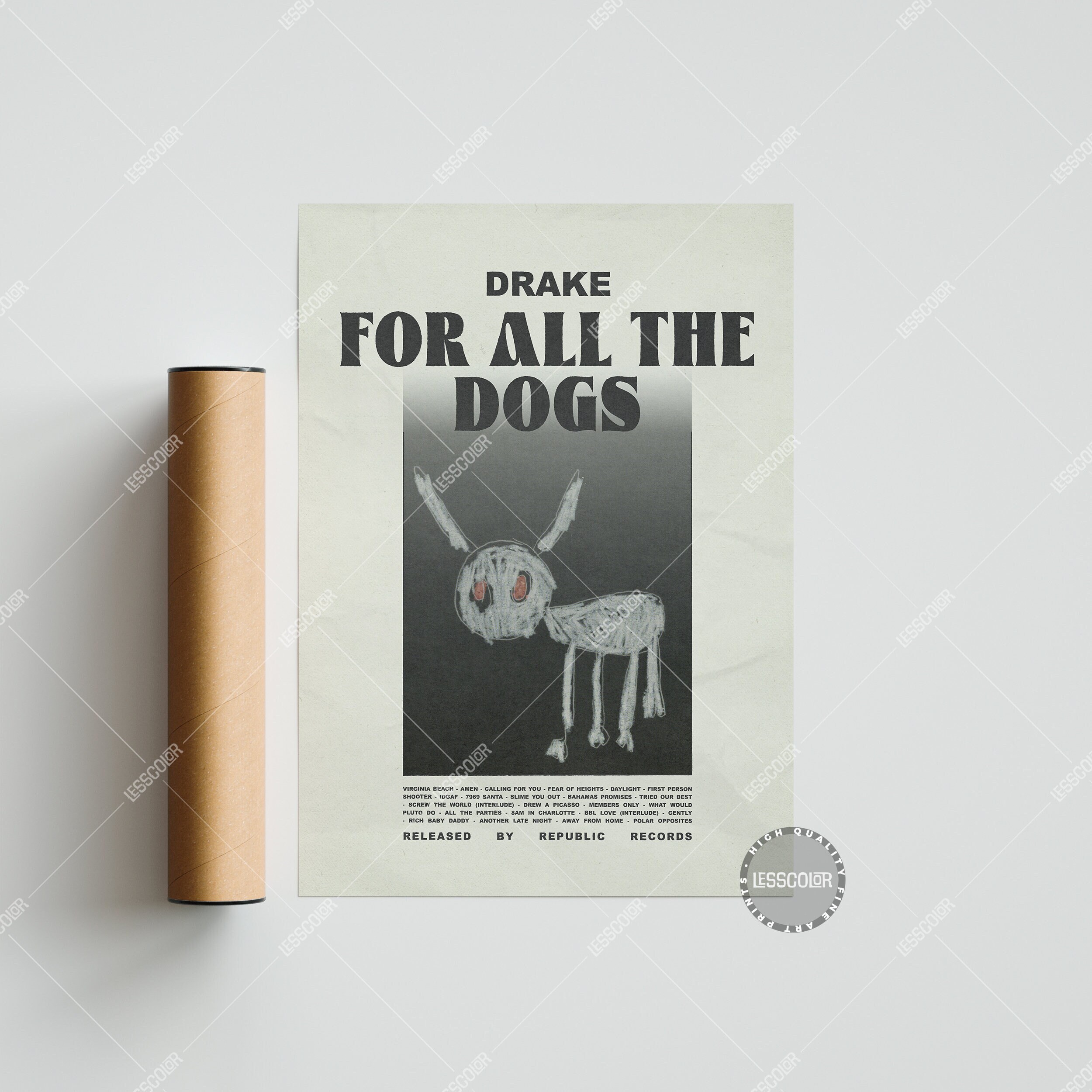 Drake Posters, For All The Dogs Poster, Album Cover Poster, Drake For ...