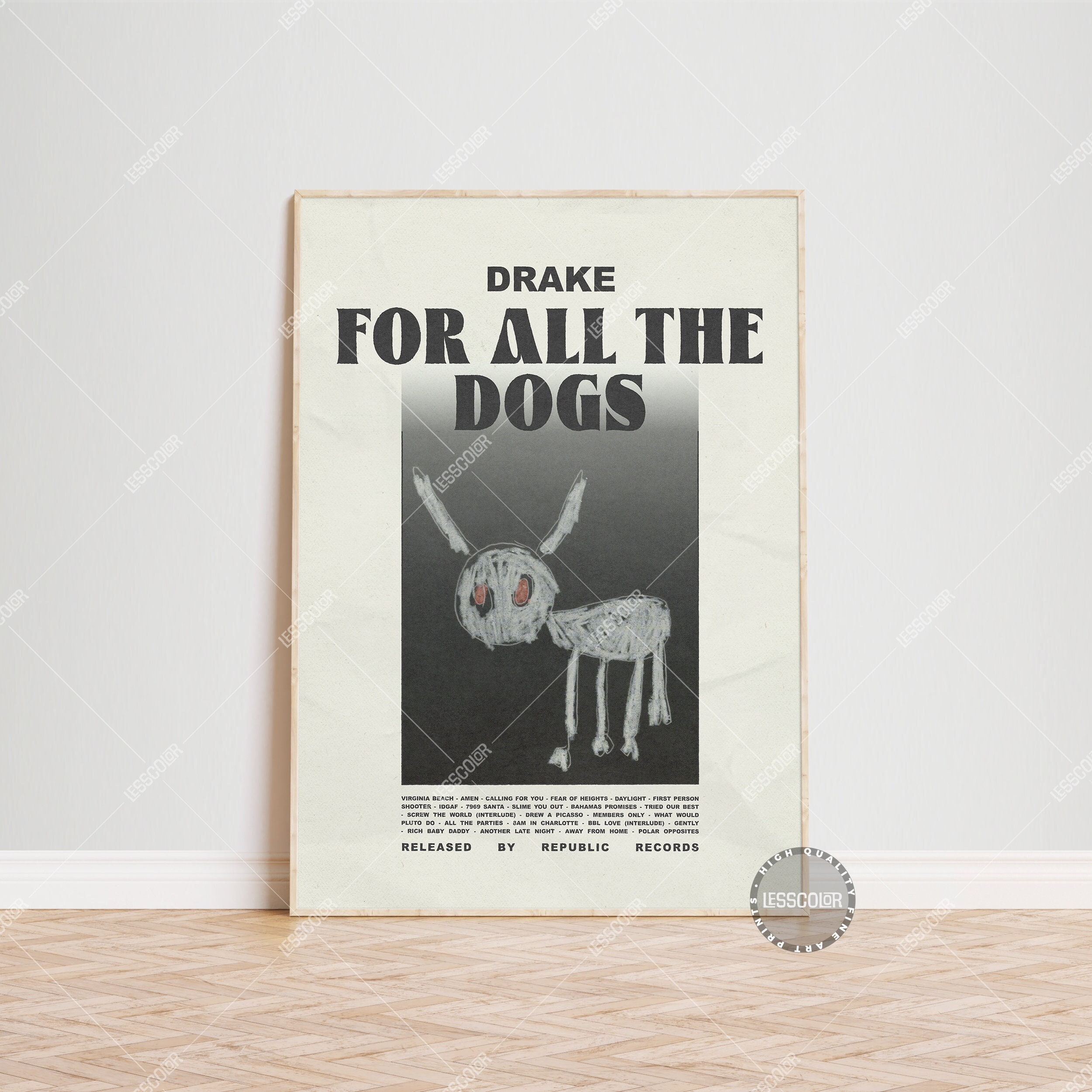 Drake Posters, For All The Dogs Poster, Album Cover Poster, Drake For ...