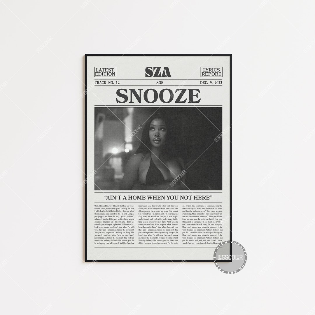 SZA Retro Newspaper Print Snooze Poster SOS Lyrics Print - Etsy
