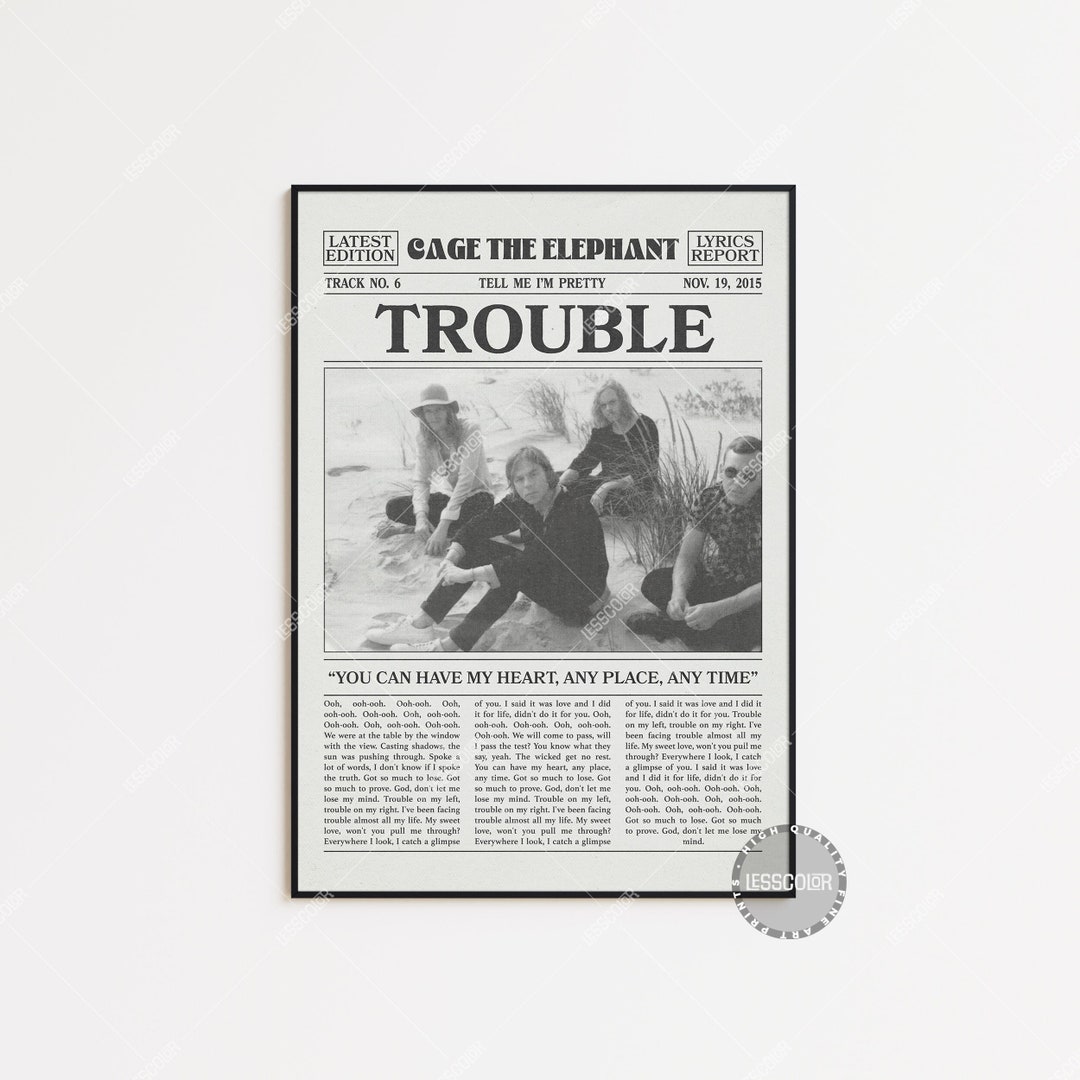 Cage the Elephant Newspaper Print Trouble Poster Trouble - Etsy