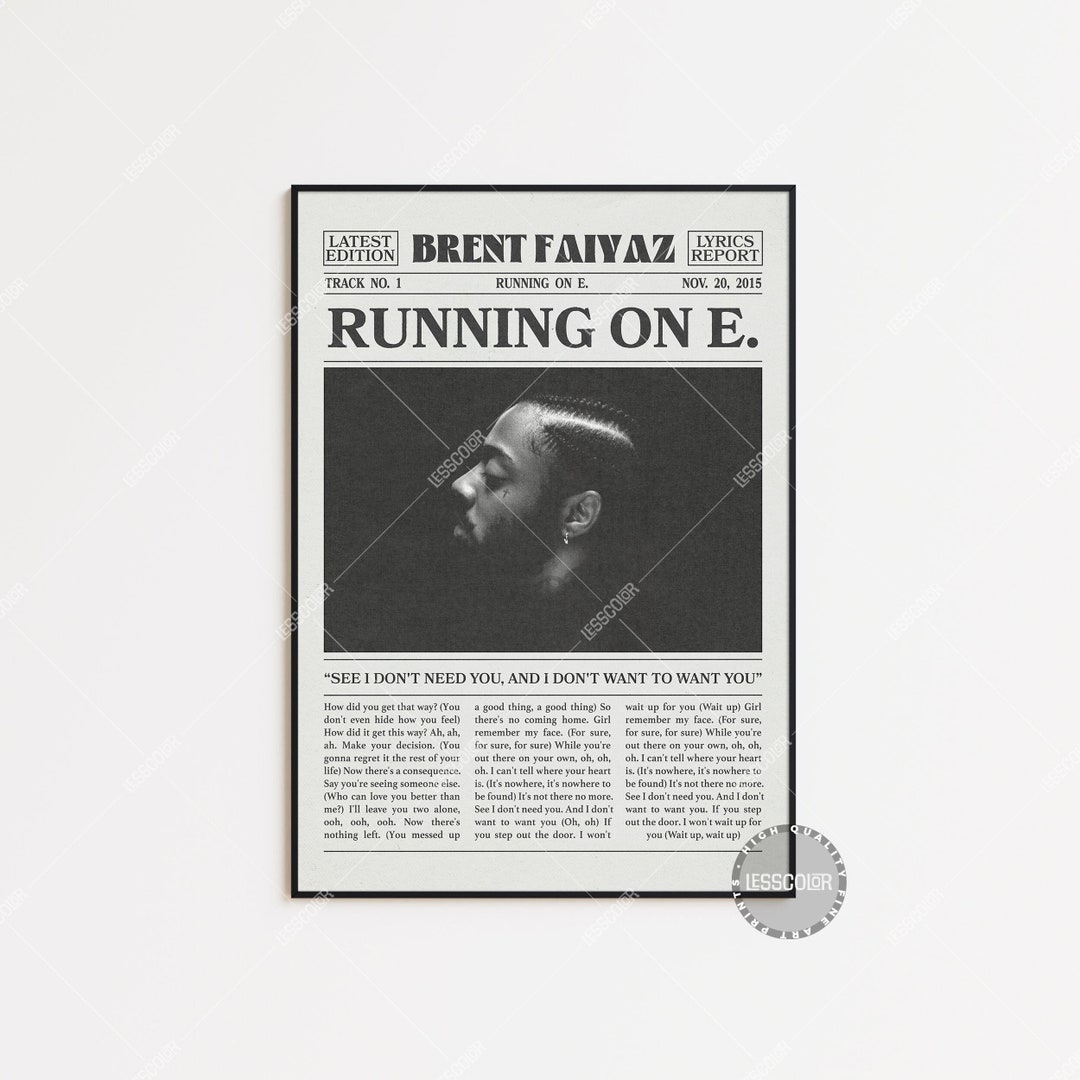 Brent Faiyaz Newspaper Print Running on E Poster Running on - Etsy