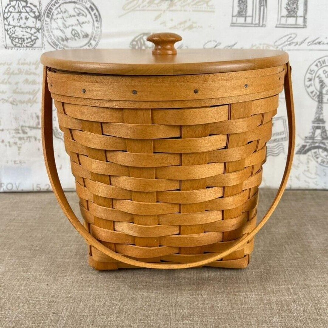 Longaberger 1996 Measuring Basket 9 With Lid and Plastic Protector 9 X ...