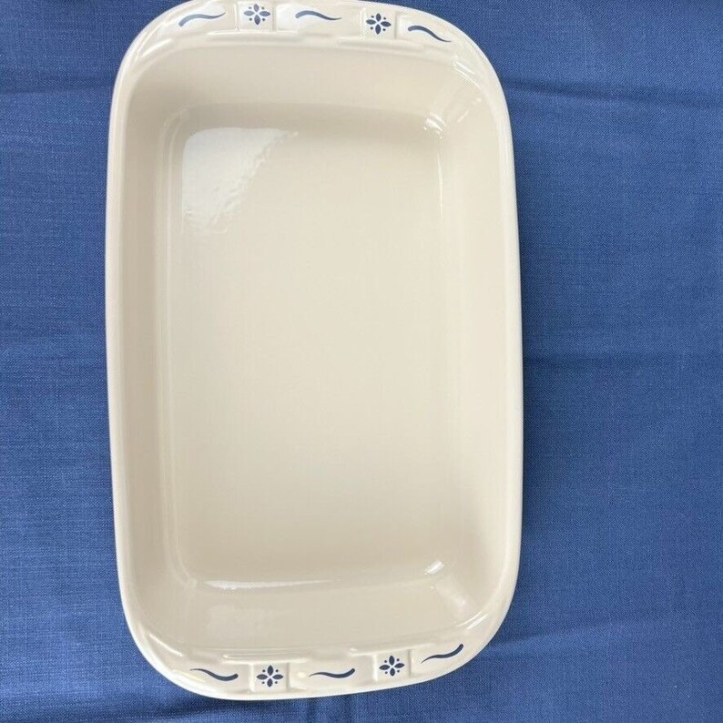 Longaberger Pottery Woven Traditions Classic Blue 9x13 Baking Dish 3 ...