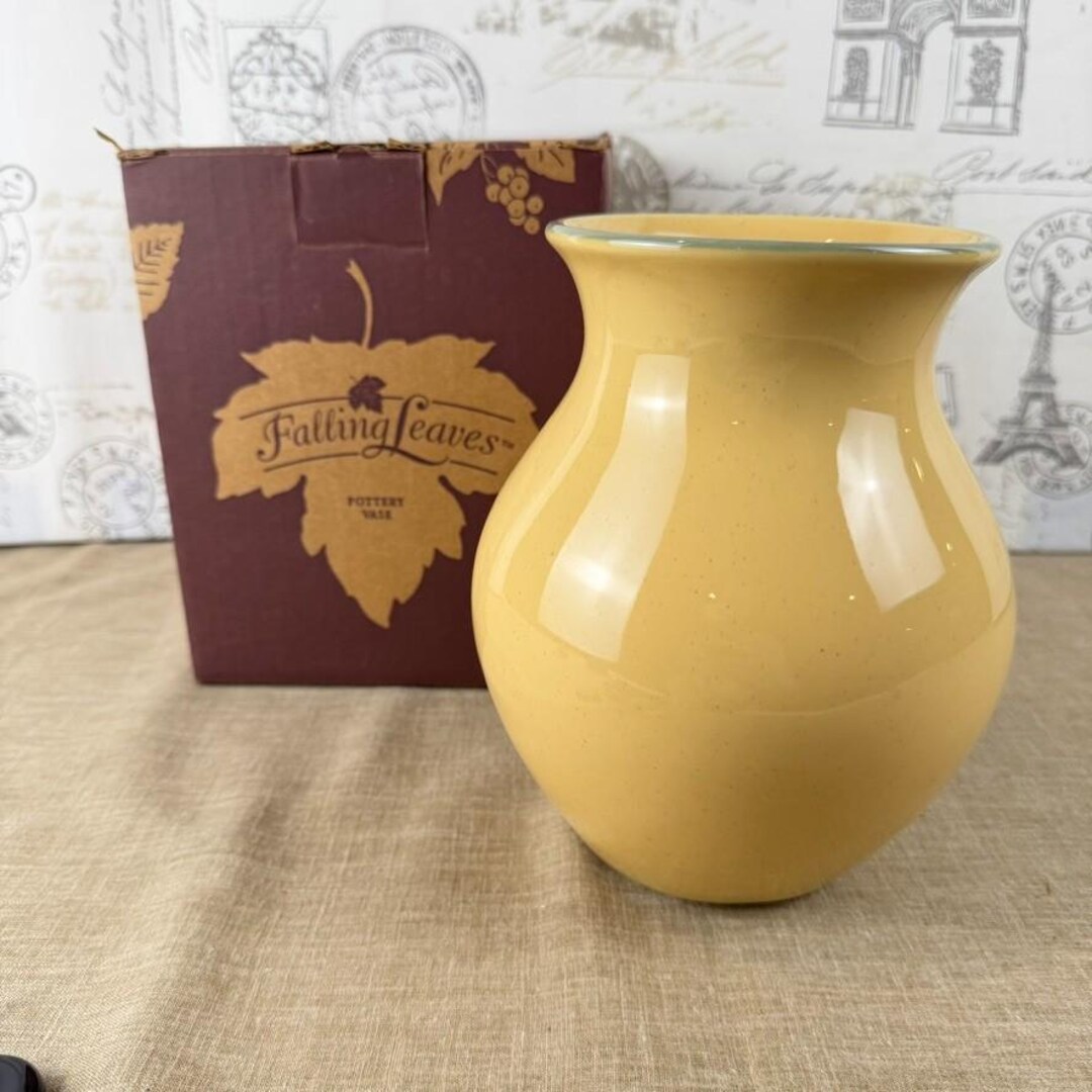 Longaberger Pottery Falling Leaves Vase 6.5 Round X 8.5 High - Etsy