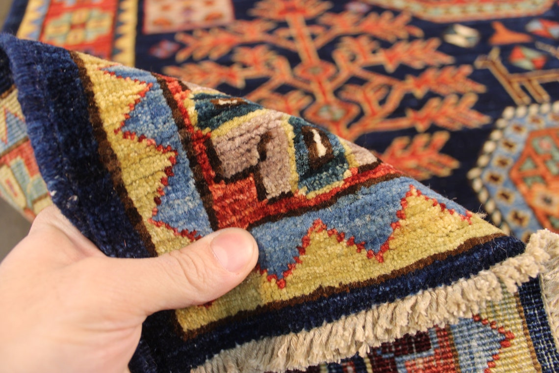 4x6 Cypress Tree Design Area Rug, Hand Knotted Afghan Wool Veg Dye Rug ...