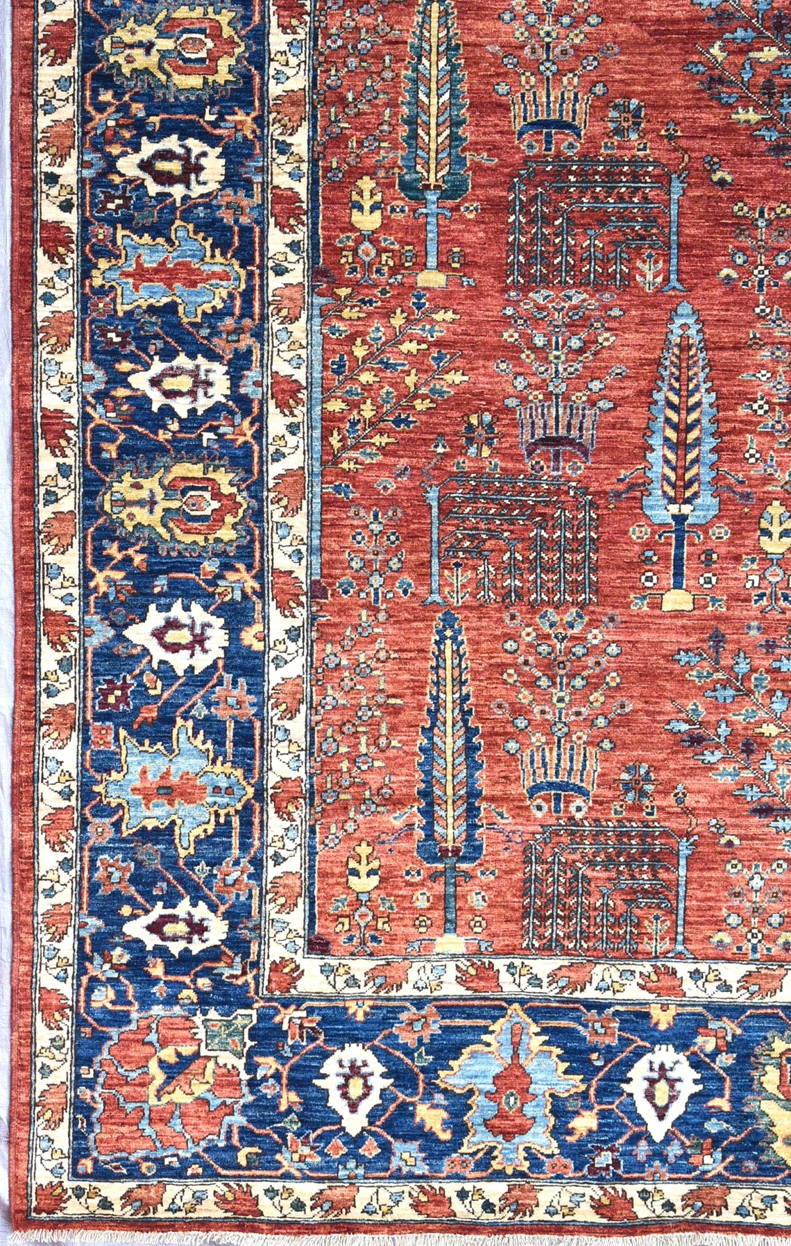 8x10 Ft Red Cypress Tree Area Rug, Handmade Afghan Wool Veg Dye Rug ...