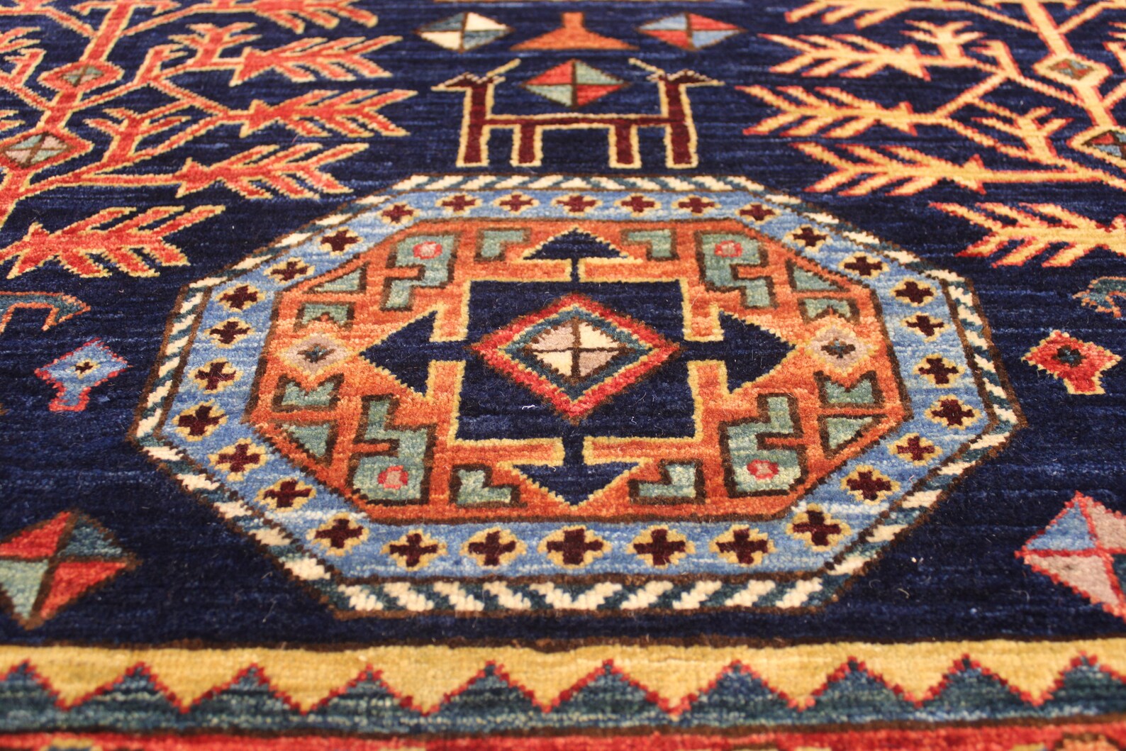 4x6 Cypress Tree Design Area Rug, Hand Knotted Afghan Wool Veg Dye Rug ...