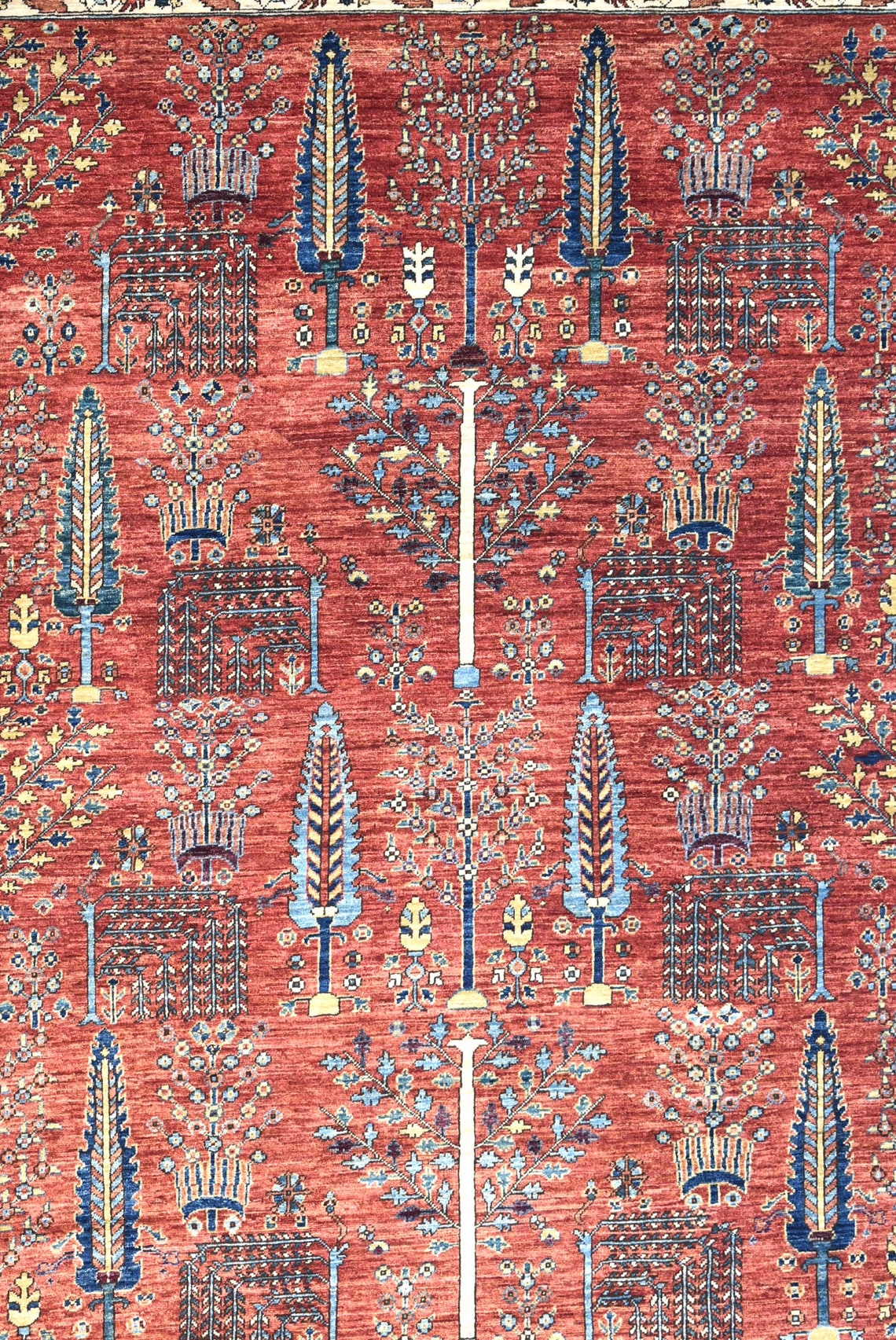 8x10 Ft Red Cypress Tree Area Rug, Handmade Afghan Wool Veg Dye Rug ...