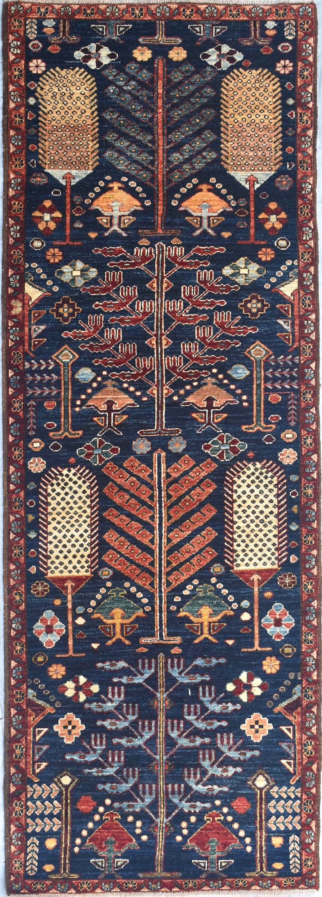 2.11x8.2 Ft Navy Aryana Rug, Tree of Life Runner, Traditional Design ...