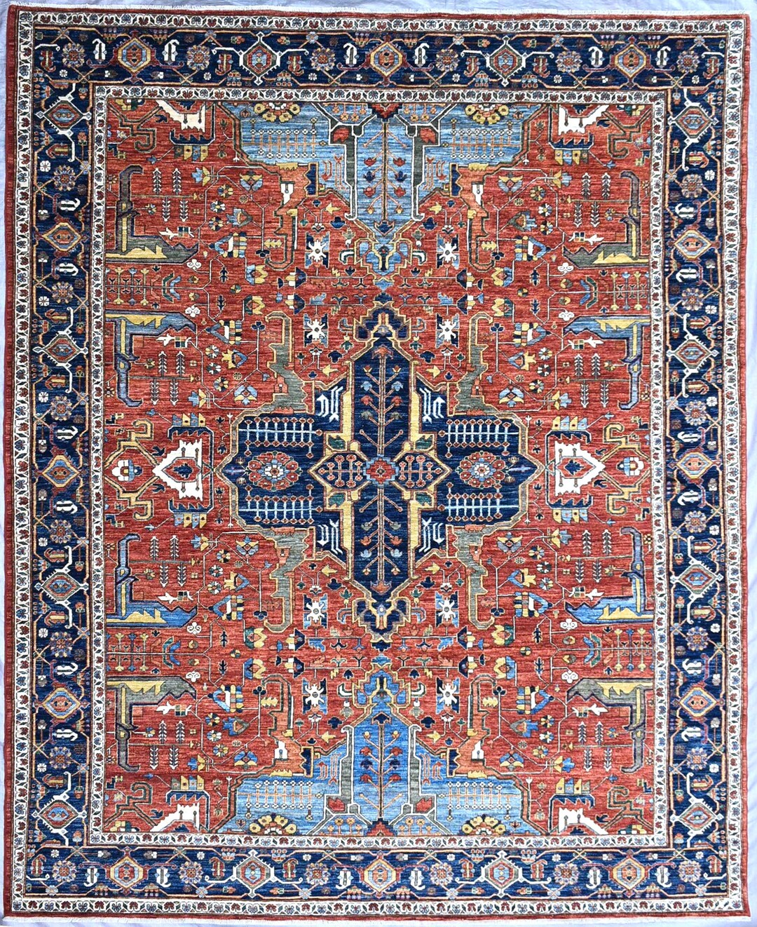 9x12 Ft Red Persian Serapi Rug, Afghan Veg Dye Rug, Red Background ...