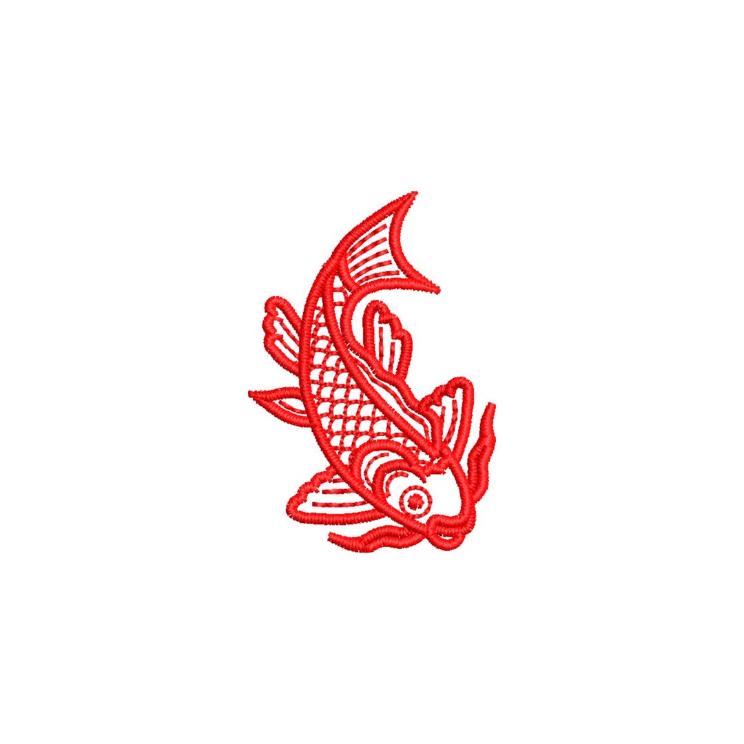 Koi Fish Embroidery Design – Japanese Machine Embroidery File – Red Koi ...
