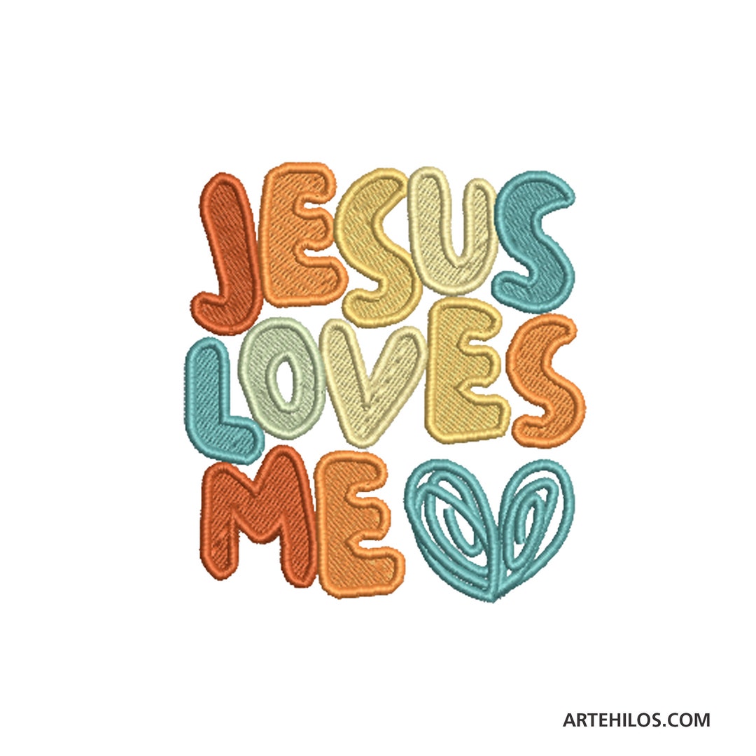 Jesus Loves Me Design for Machine Embroidery, Cristian, Love, Heart ...