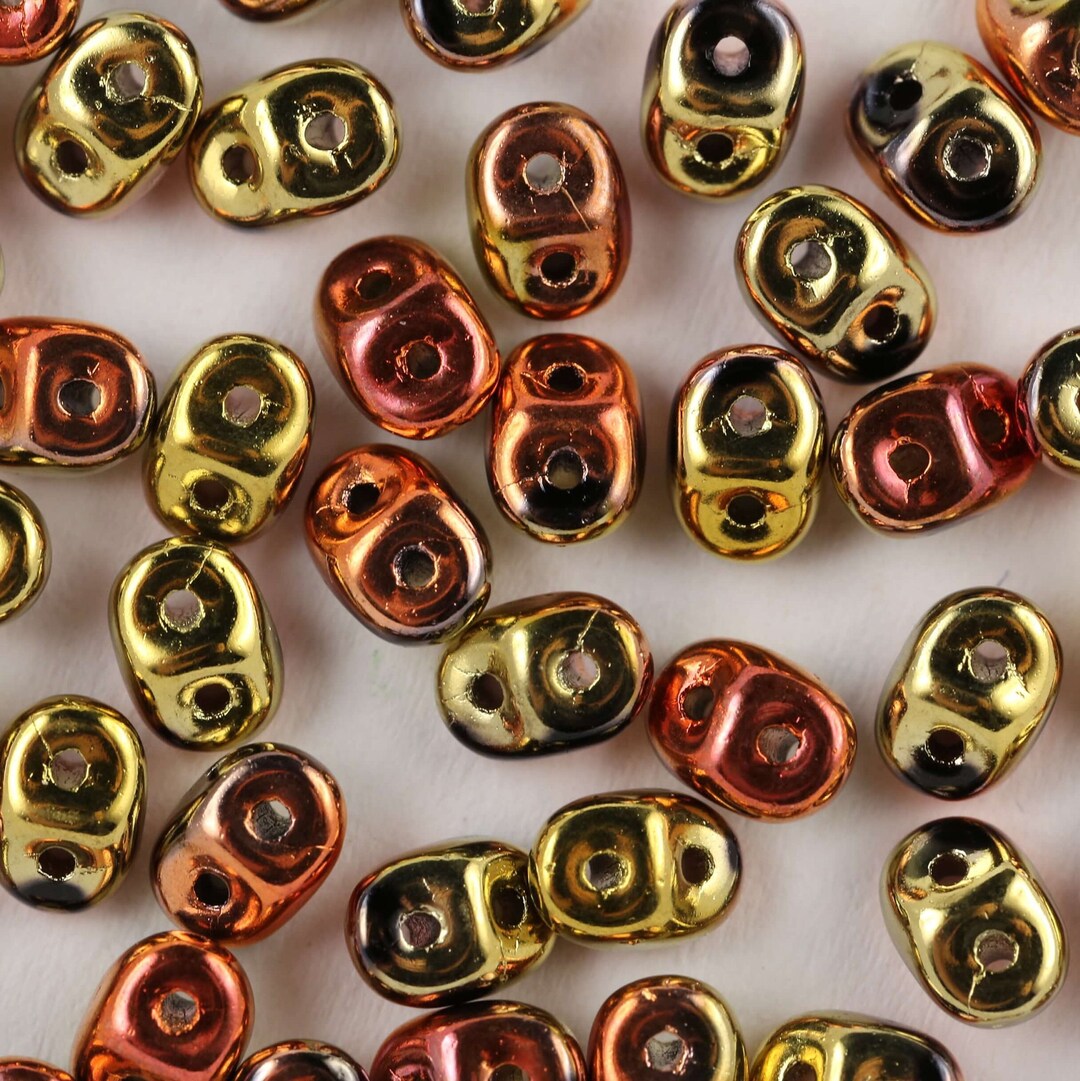 Superduo Beads Jet California Gold Rush, Czech Glass Beads ...
