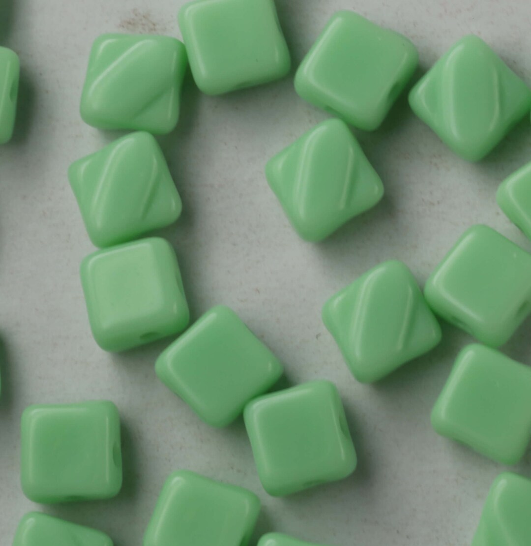 Silky Beads Opaque Mint Green, Tile Beads, Czech Glass Beads ...