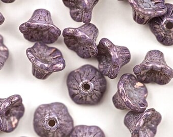 Flower Cup Beads Jet AB Czech Glass Beads Eldoradobeads - Etsy