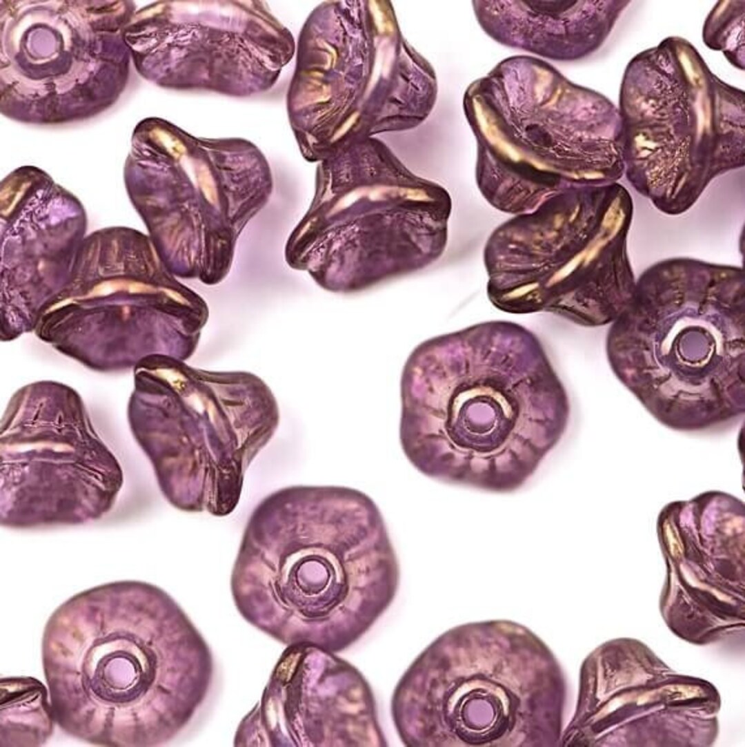 Flower Cup Beads Crystal Bronze, Czech Glass Beads, Eldoradobeads - Etsy