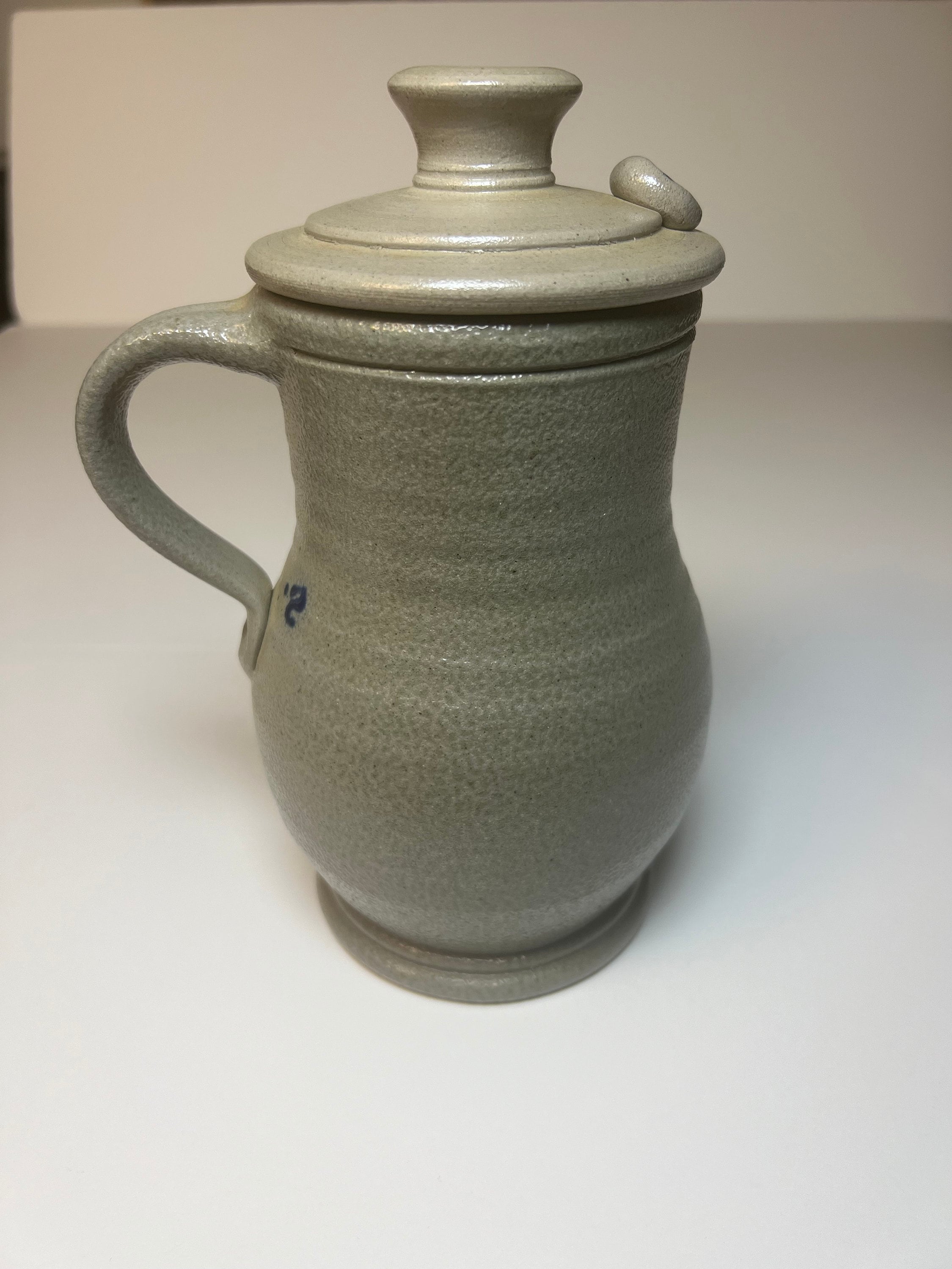 Rowe Pottery Storm Jar Gray Salt Glaze Stoneware Candle Holder Jug Hand ...