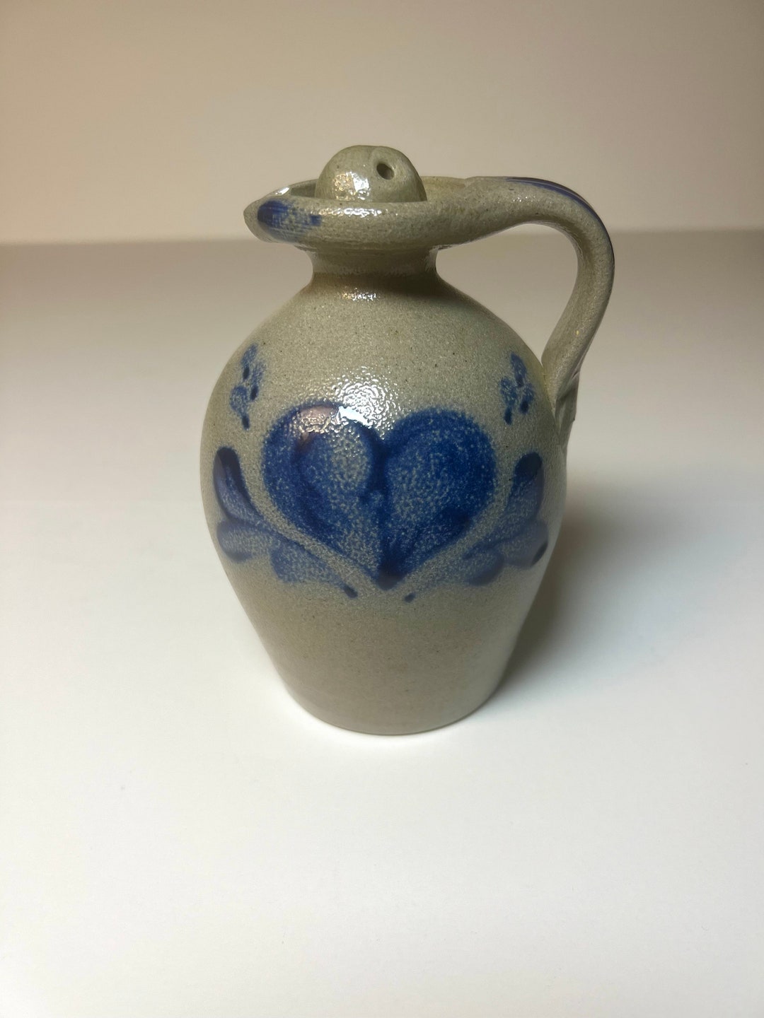 Rowe Pottery Oil Lamp Jug Gray Salt Glaze Stoneware Hand - Etsy