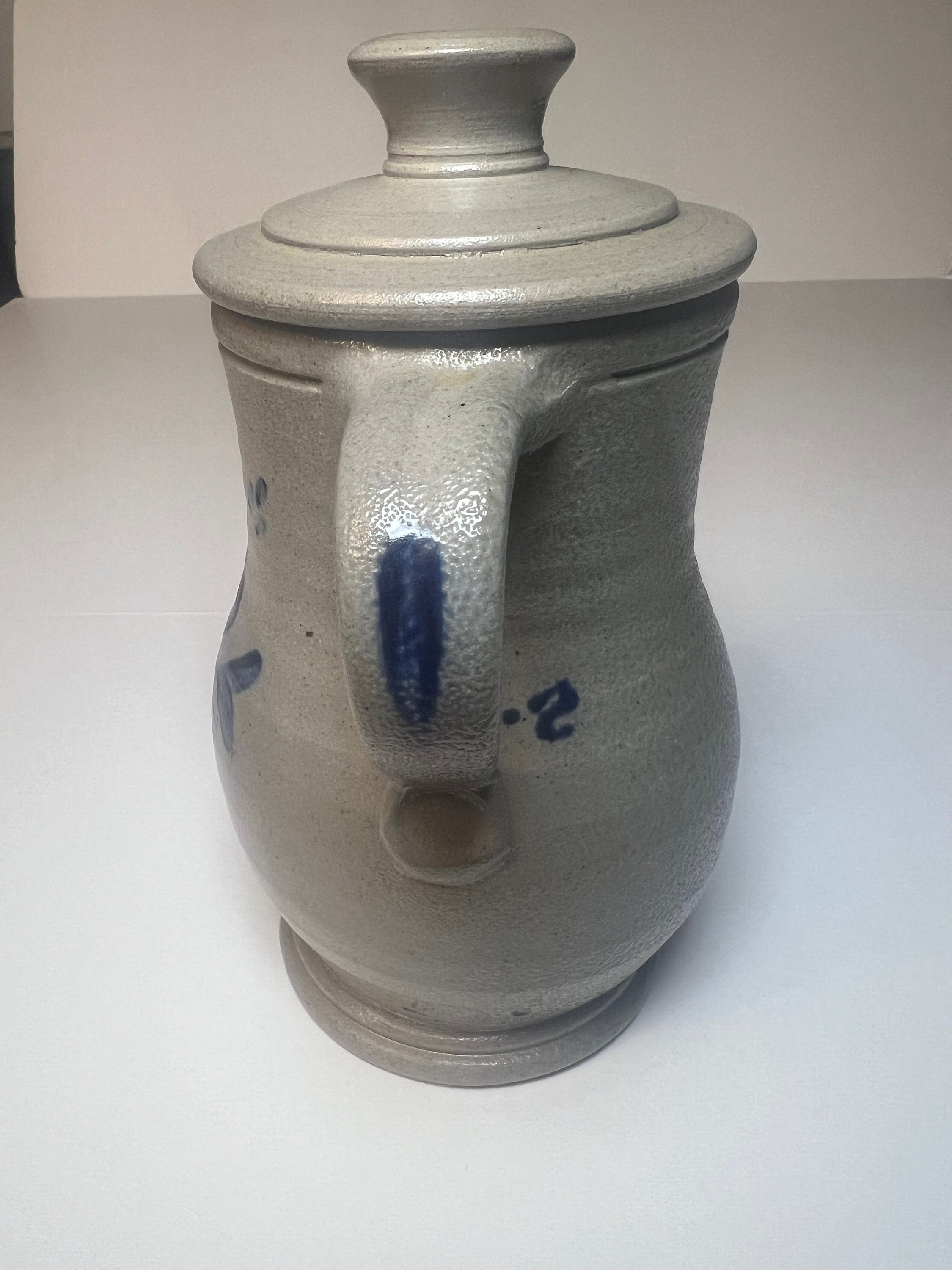 Rowe Pottery Storm Jar Gray Salt Glaze Stoneware Candle Holder Jug Hand ...