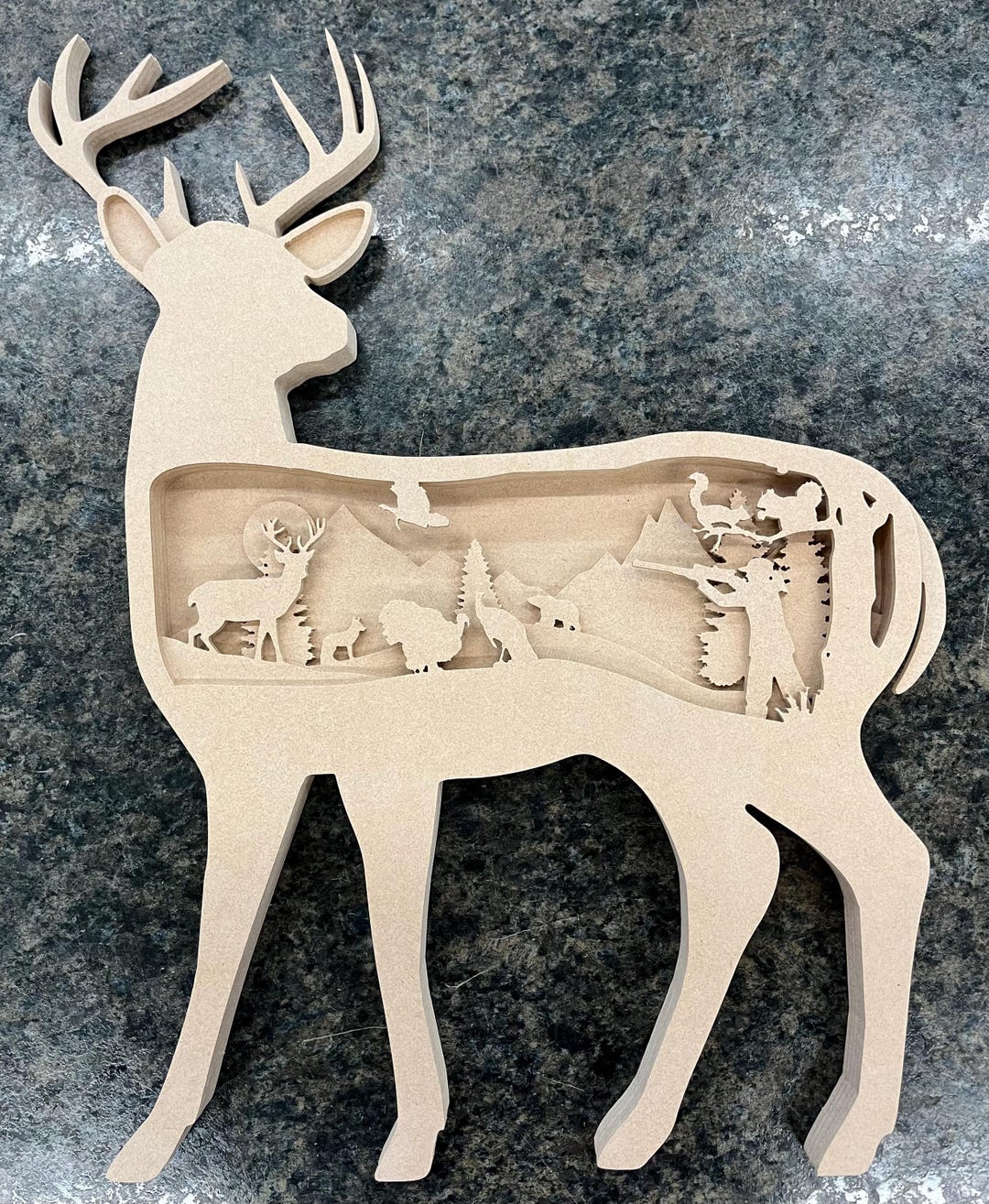 Deer Wildlife Scene 5-layer CNC File, Female Hunter (digital Download ...