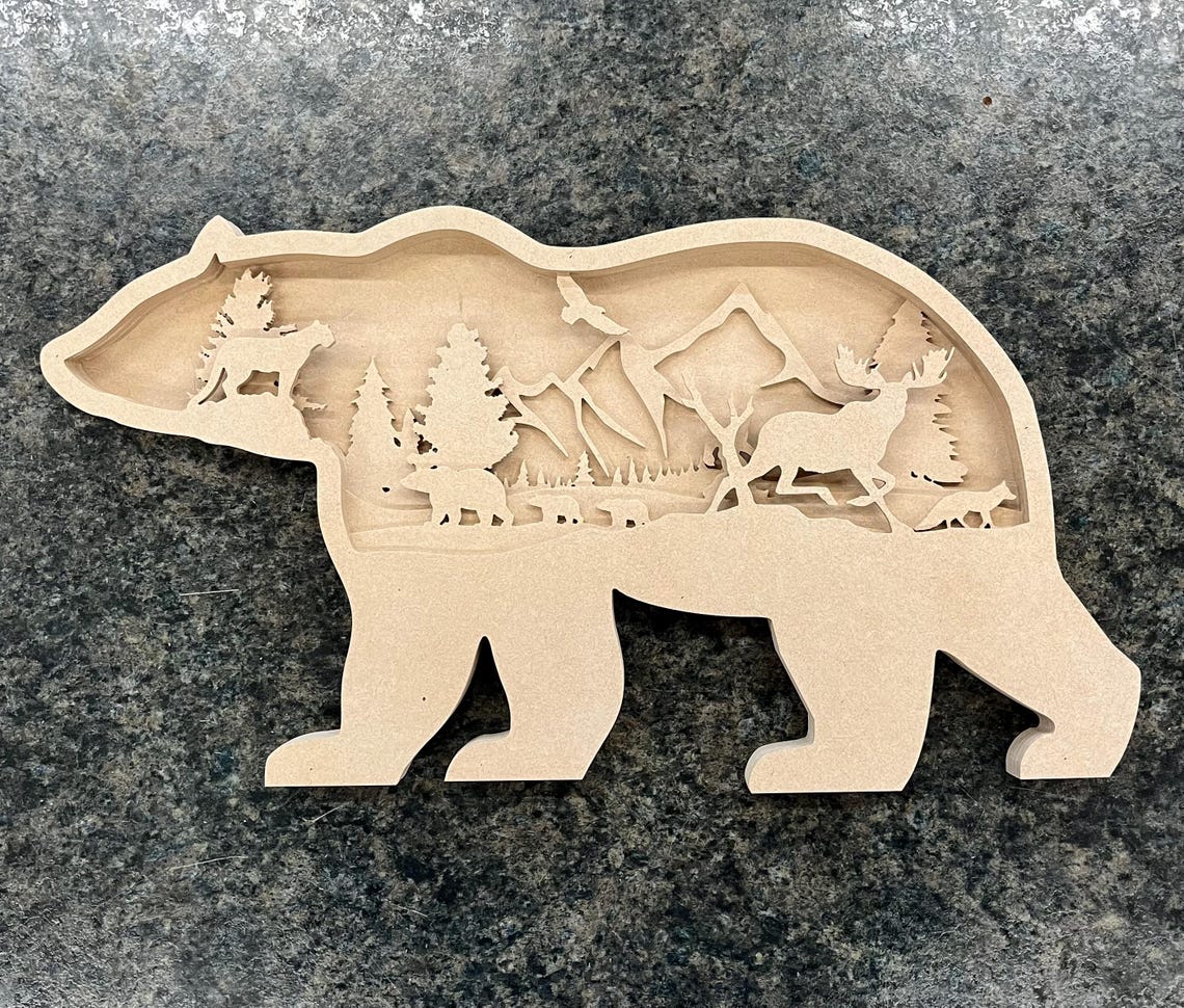 Bear Wildlife Scene 5-layer CNC File (digital Download) - Etsy