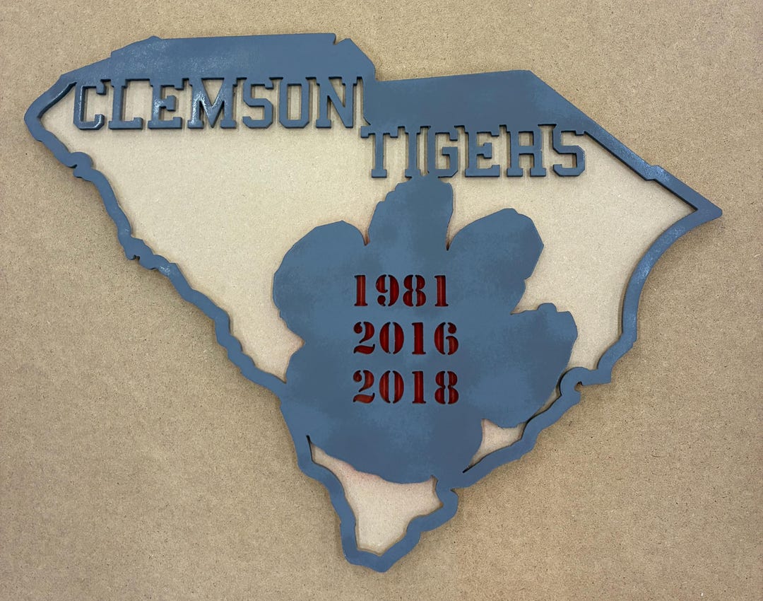 Clemson Tigers Door Hanger CNC File, 2-layer (svg, Eps, Dxf, Ai, Crv ...