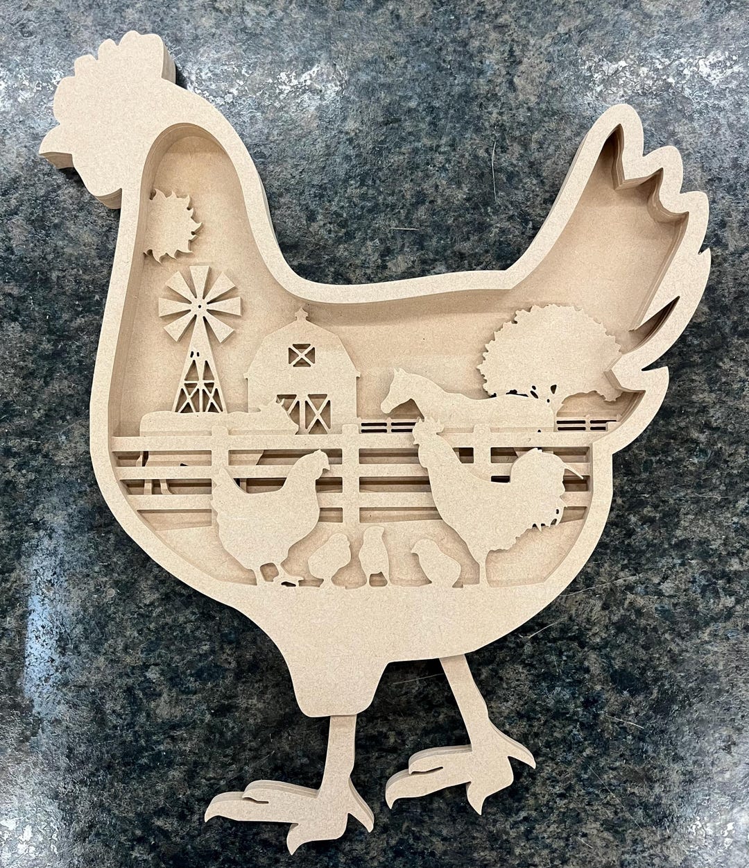 Chicken Barnyard Scene 5-layer CNC File (digital Download) - Etsy