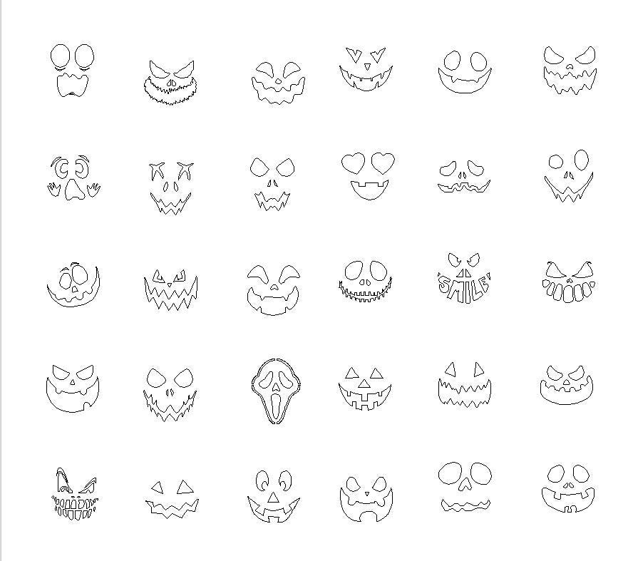30 Halloween Faces, Digital Download, Crv, Eps, Dxf, Ai, Svg Files, Cnc ...