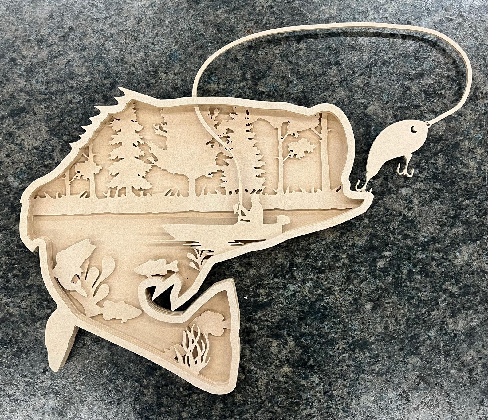 Bass Wildlife Scene 5-layer CNC File (digital Download) - Etsy