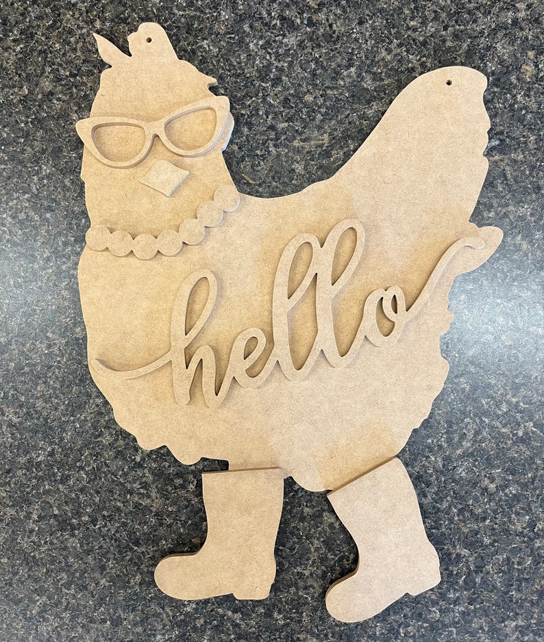 Hello Chicken Door Hanger CNC File (digital Download) - Etsy