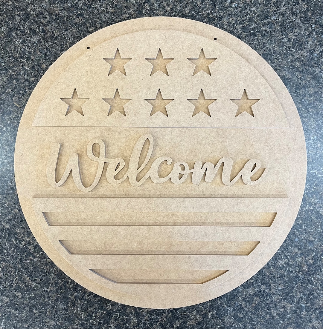 Welcome, Unpainted Door Hanger, Cnc File, Digital Download, Crv, Eps, Dxf, Ai, Svg Files, Cnc ...