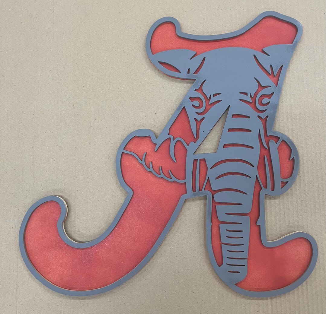 Alabama A With Elephant File, Alabama Football Unpainted Door Hanger ...