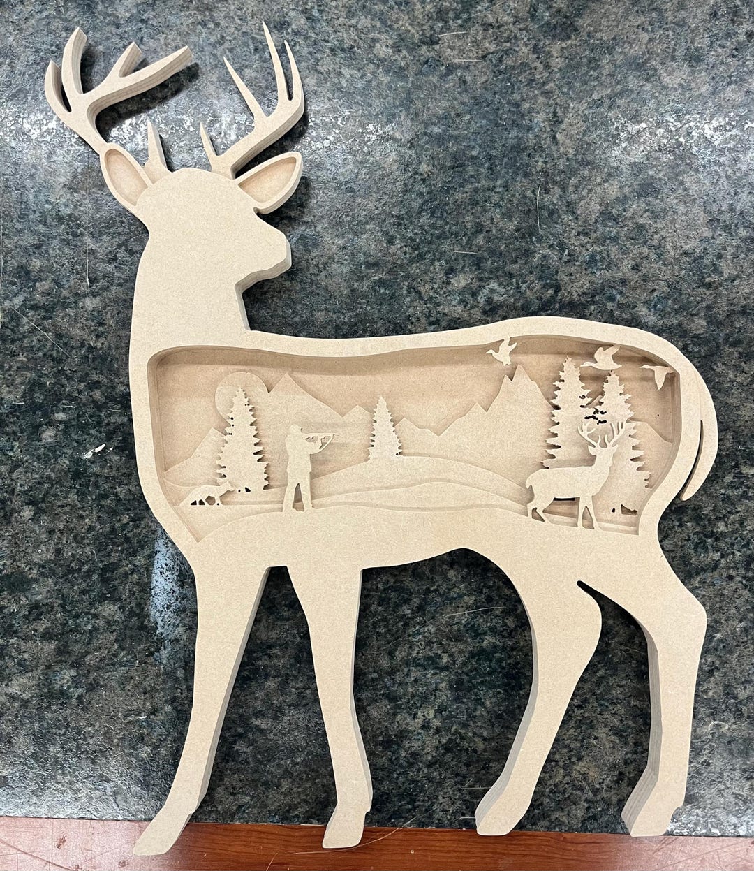 Deer Wildlife Scene 5-layer CNC File, Hunter, Plaque SVG DXF (digital ...
