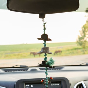 Mini Cowboy Hat Car Charm: Western Rearview Mirror Decor - Etsy