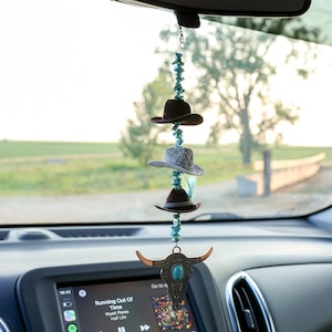 Mini Cowboy Hat Car Charm: Western Rearview Mirror Decor - Etsy