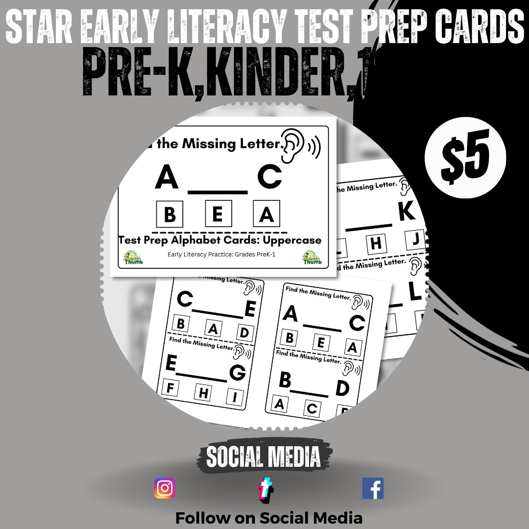 Star Early Literacy Test Prep Cards/worksheet: What Letter is Before ...