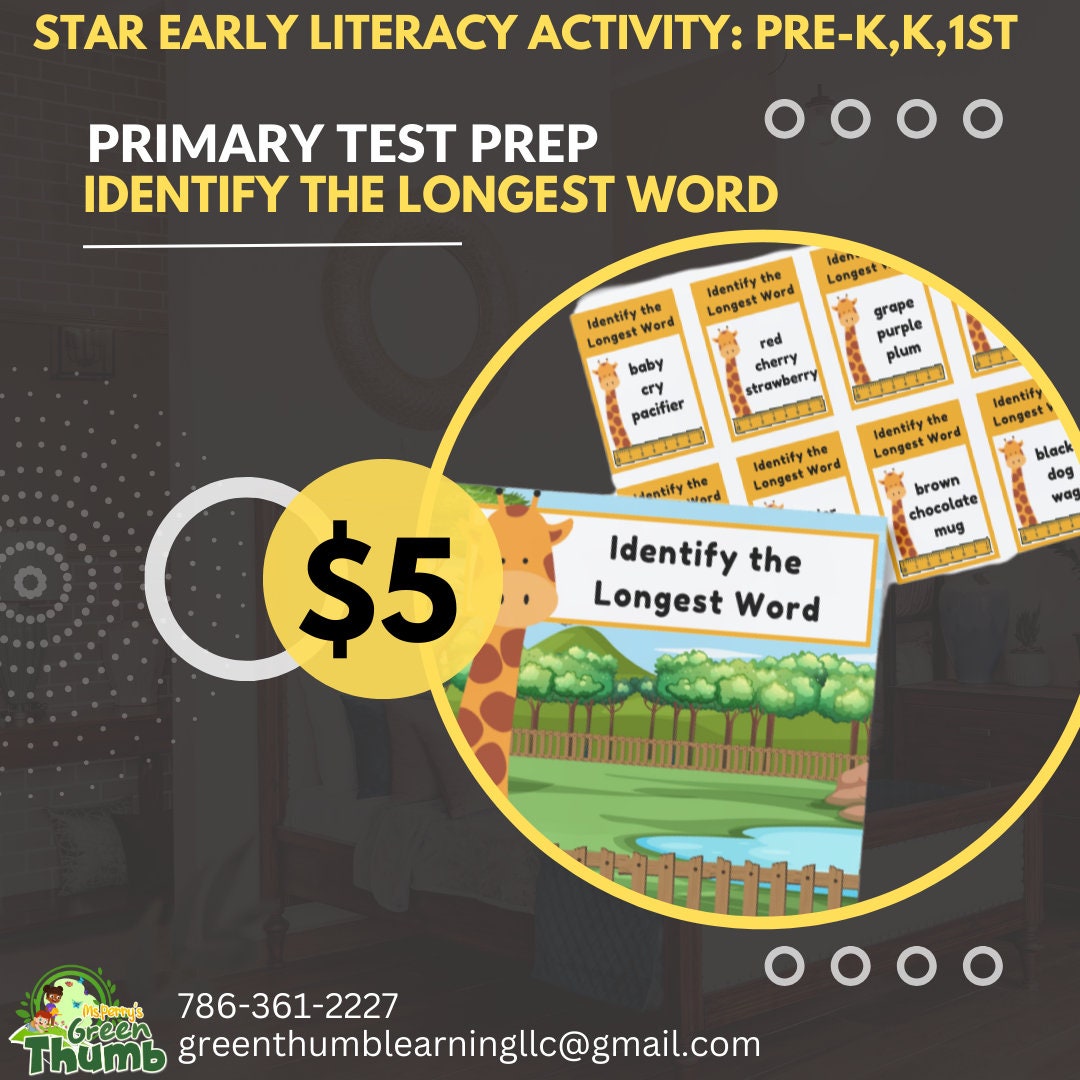 Star Early Literacy Test Prep Cards/worksheet: Identify Which Word is ...