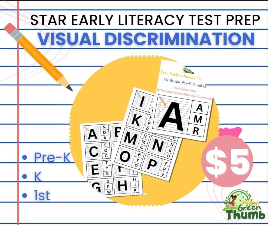 Star Early Literacy Test Prep Cards/worksheet: Match Uppercase and ...