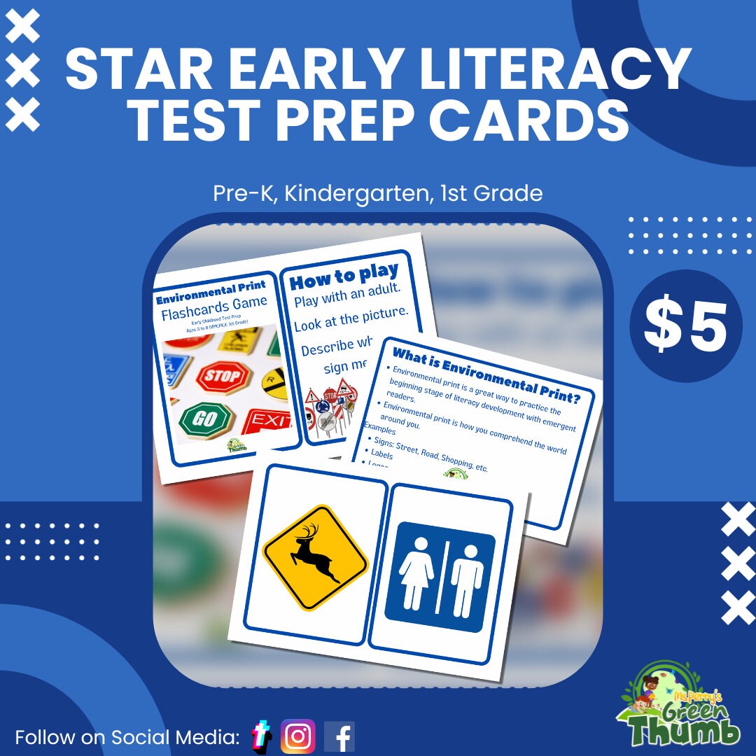 Star Early Literacy Test Prep Cards/worksheet: Environmental Print for ...