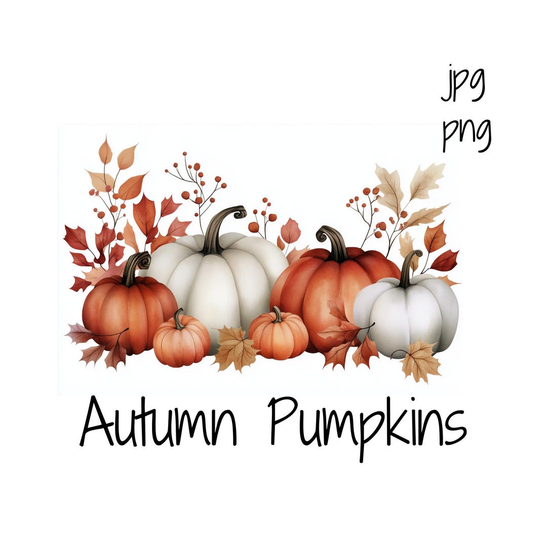 Watercolor Pumpkins Clipart | Autumn Thanksgiving PNG | White Fall ...
