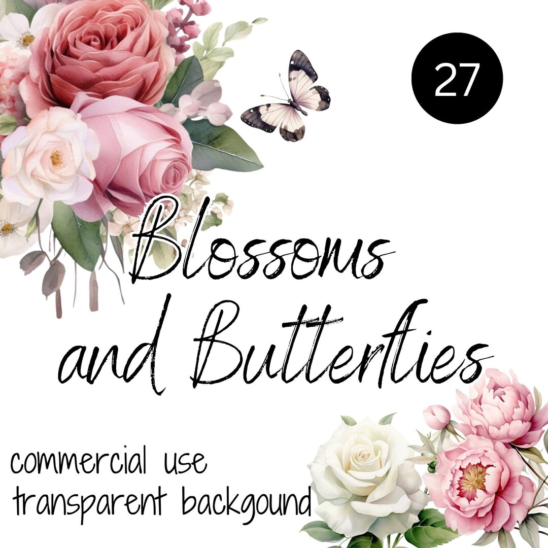 Pink and White Floral Clip Art Bundle Watercolor Bouquets Watercolor ...