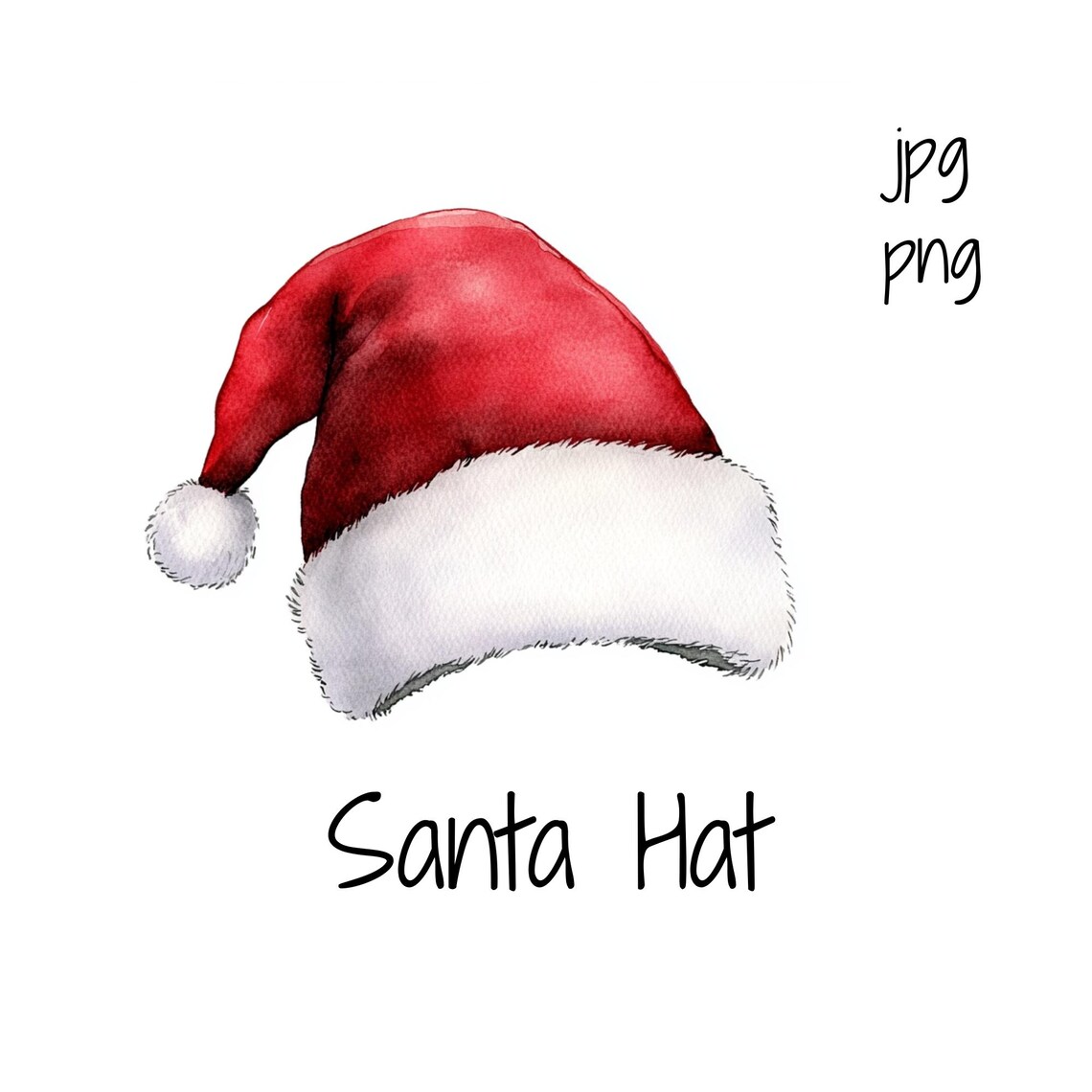 Watercolor Santa Hat Clipart | Red and White Hat PNG | Holiday JPG ...