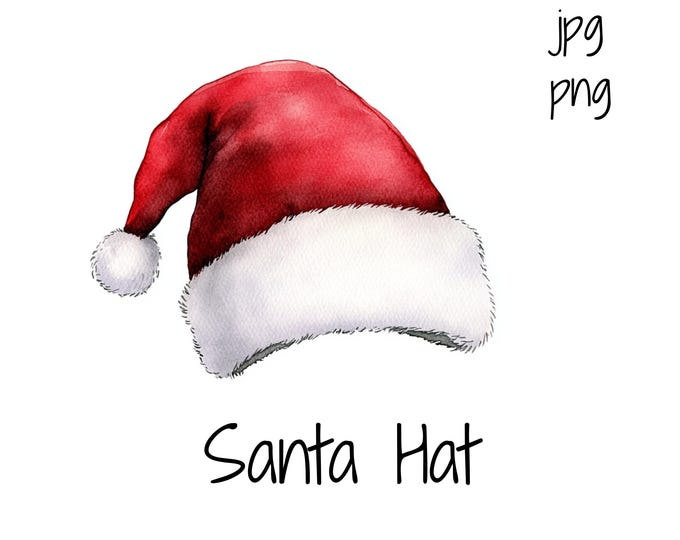 Santa Hat Clipart | Red Christmas Cap PNG (digital Download) - Etsy Canada