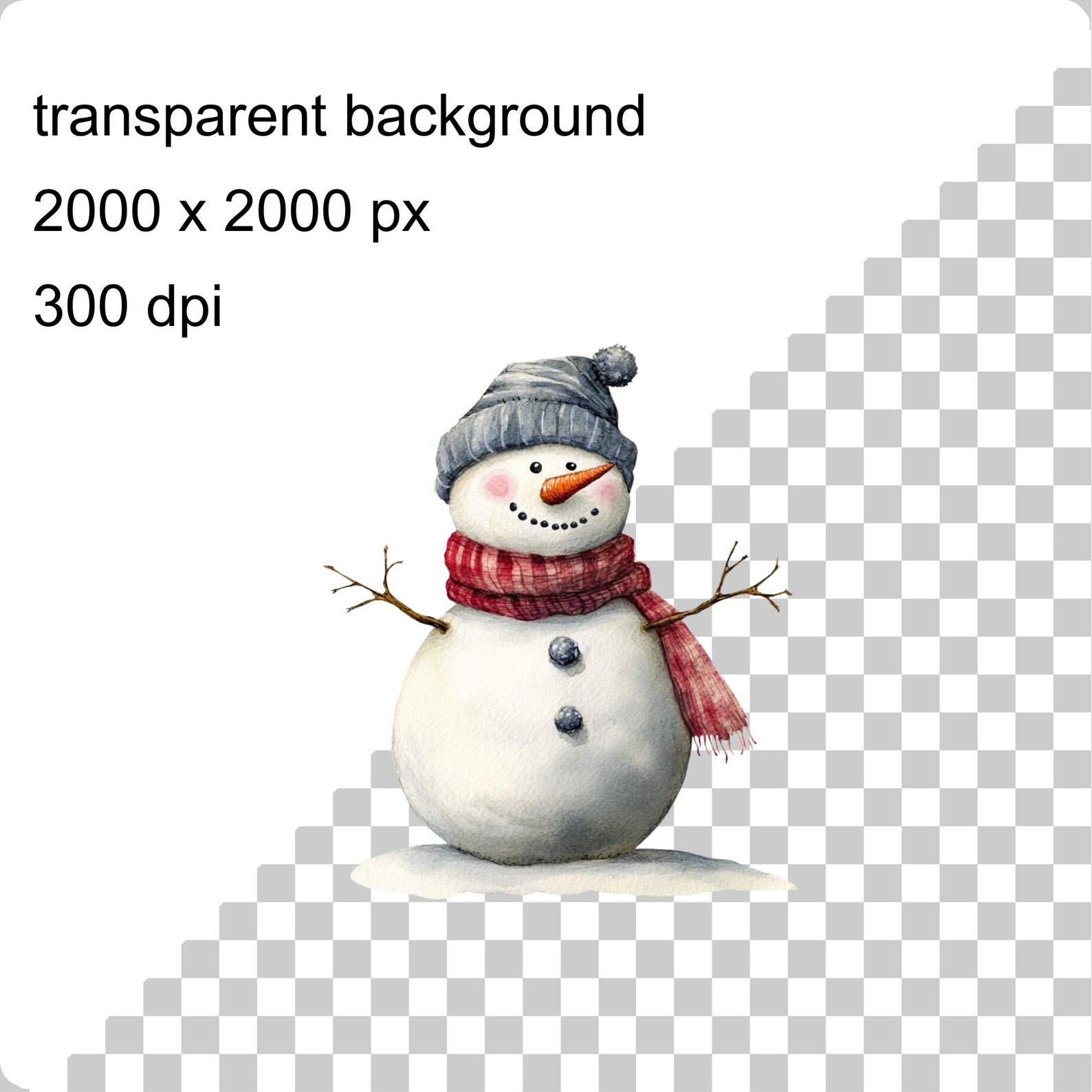Watercolor Snowman Clipart | Cute Snowman PNG | Winter JPG | Christmas ...