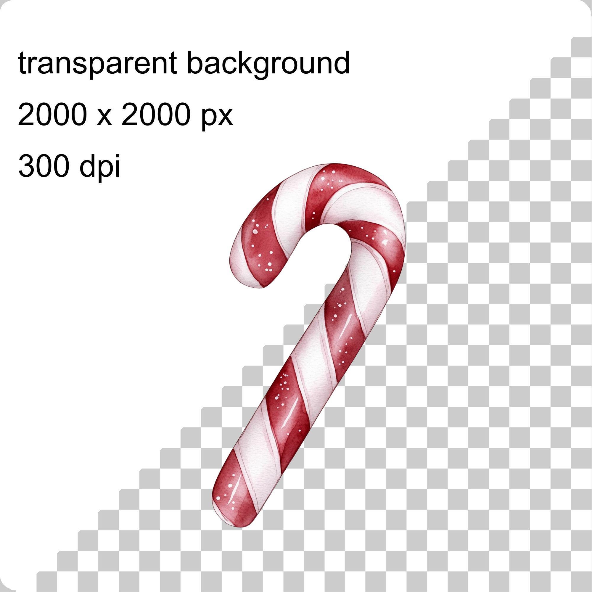 Watercolor Christmas Candy Cane Clipart | Red and White Striped Candy ...